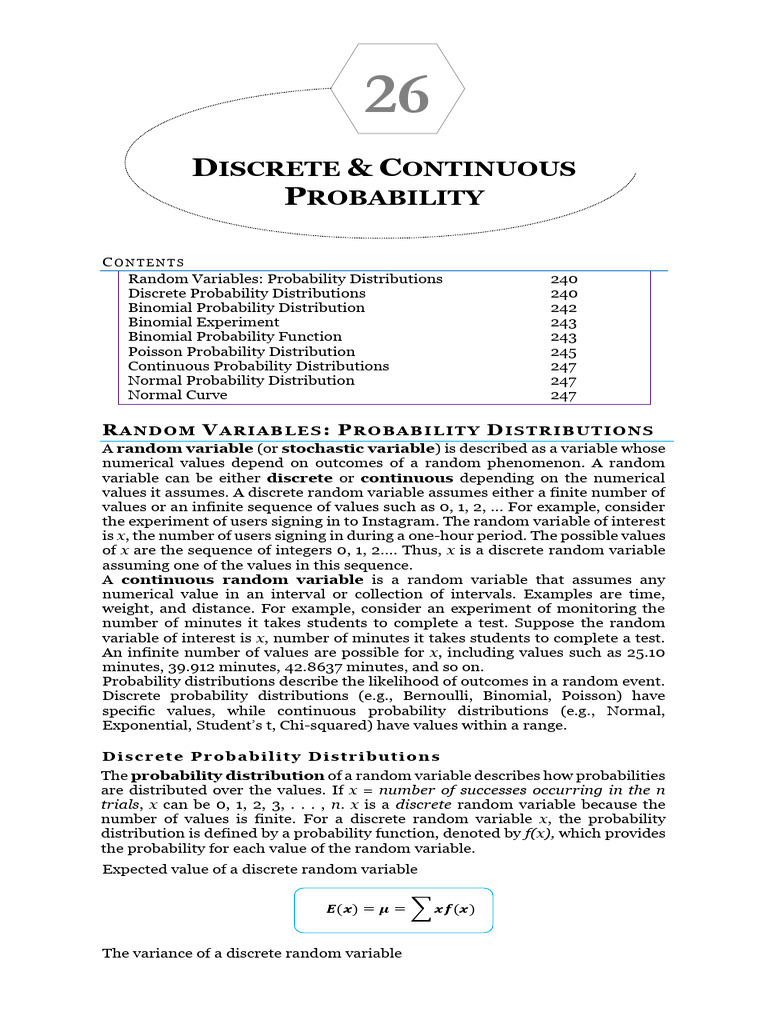 Discrete and Continous Probability | PDF | Probability Distribution | Random Variable
