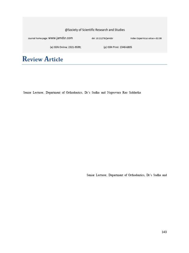 38driftodonticsvol8issue2pp143-146 20200315035732 | PDF | Orthodontics | Human Tooth