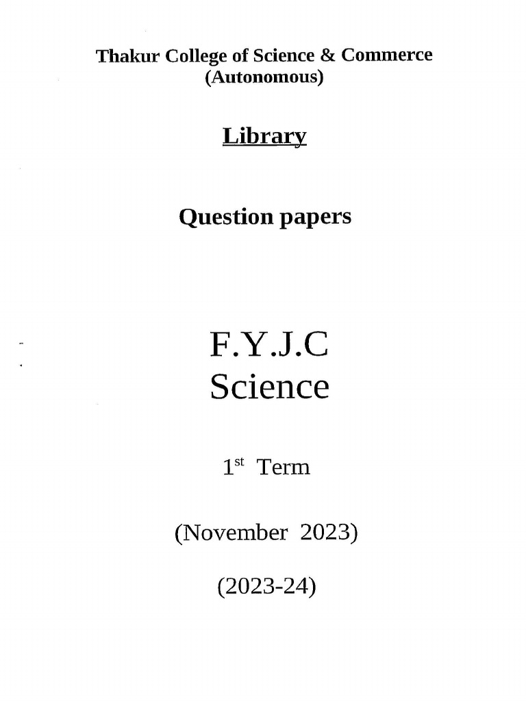 FYJC Science 1st Term Nov 2023 - 0001 | PDF