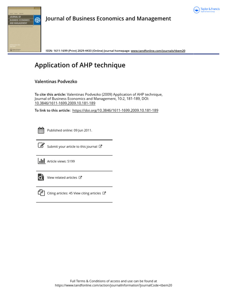 Application of AHP Technique | PDF | Eigenvalues And Eigenvectors ...