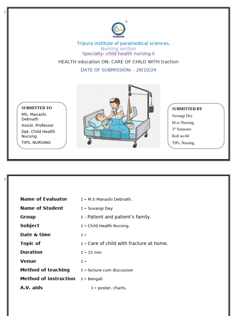 Health Talk On Home Management of Child With Traction | PDF | Clinical ...