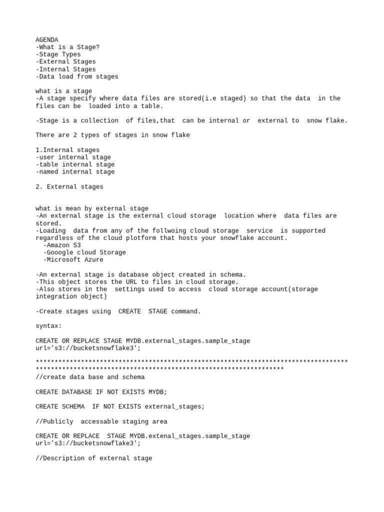 Session-11-Snowflake External Stages | PDF | Database Schema | Computing