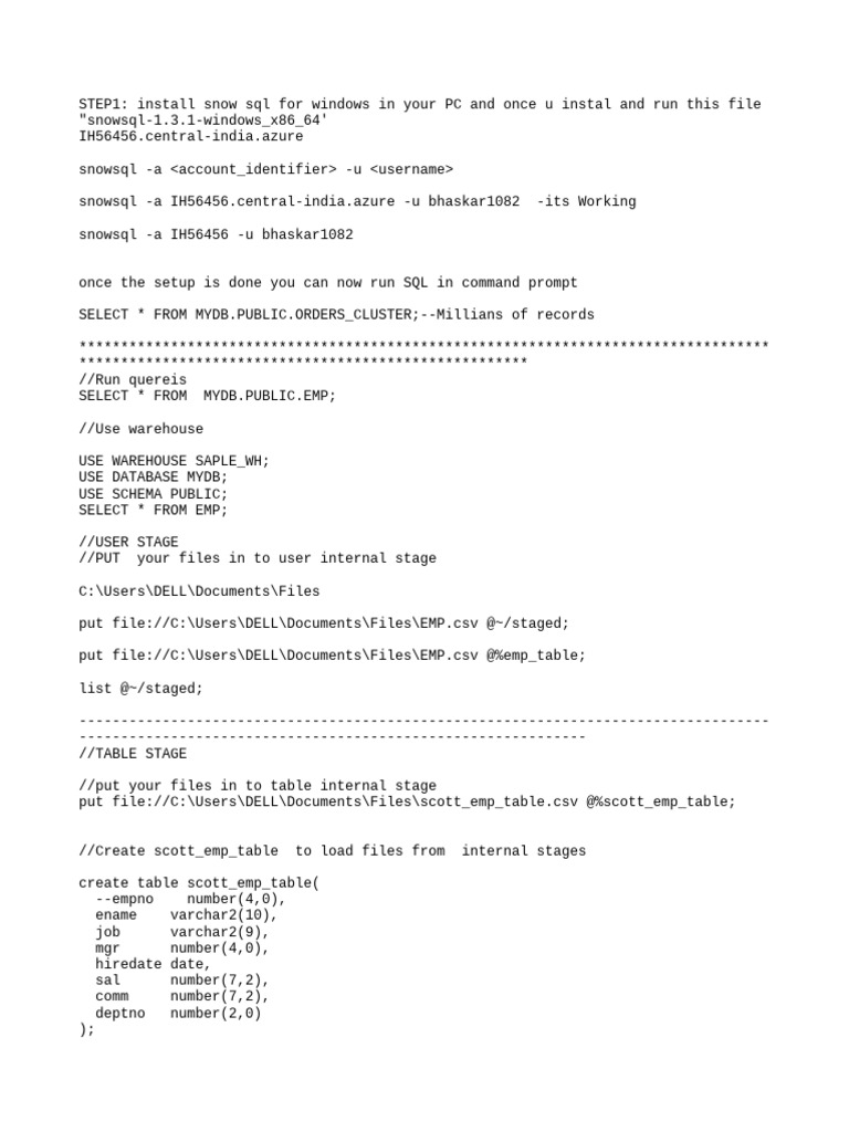 Session-14-How To Log Into Snowsql | PDF | File Format | Comma ...