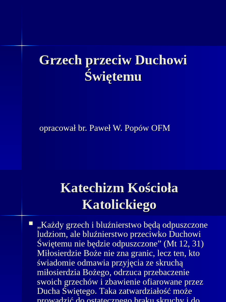 Grzech Przeciw Duchowi Świętemu | PDF