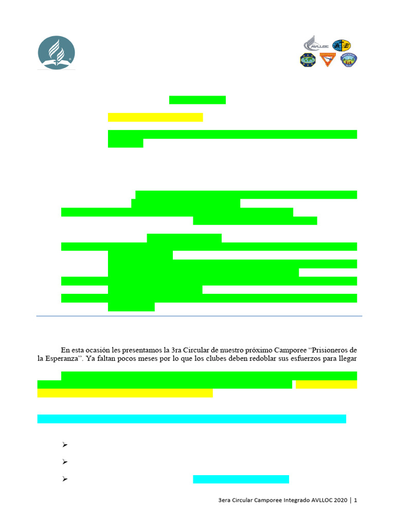 3ra Circular Camporee Integrado AVLLOC 2020 | PDF | Iglesia Adventista ...