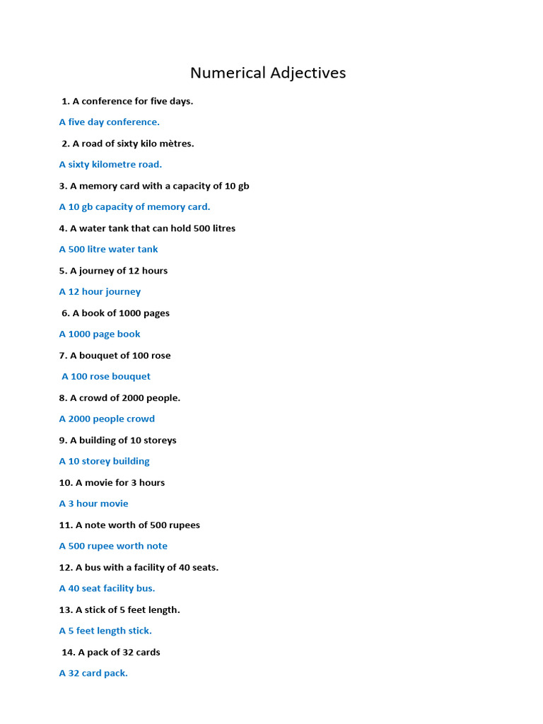 Numerical Adjectives | PDF
