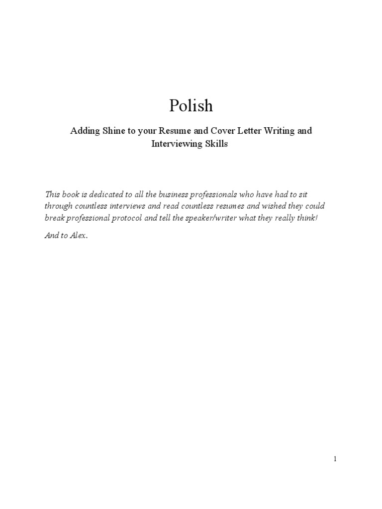 Polish: Adding Shine To Your Resume and Cover Letter Writing and ...