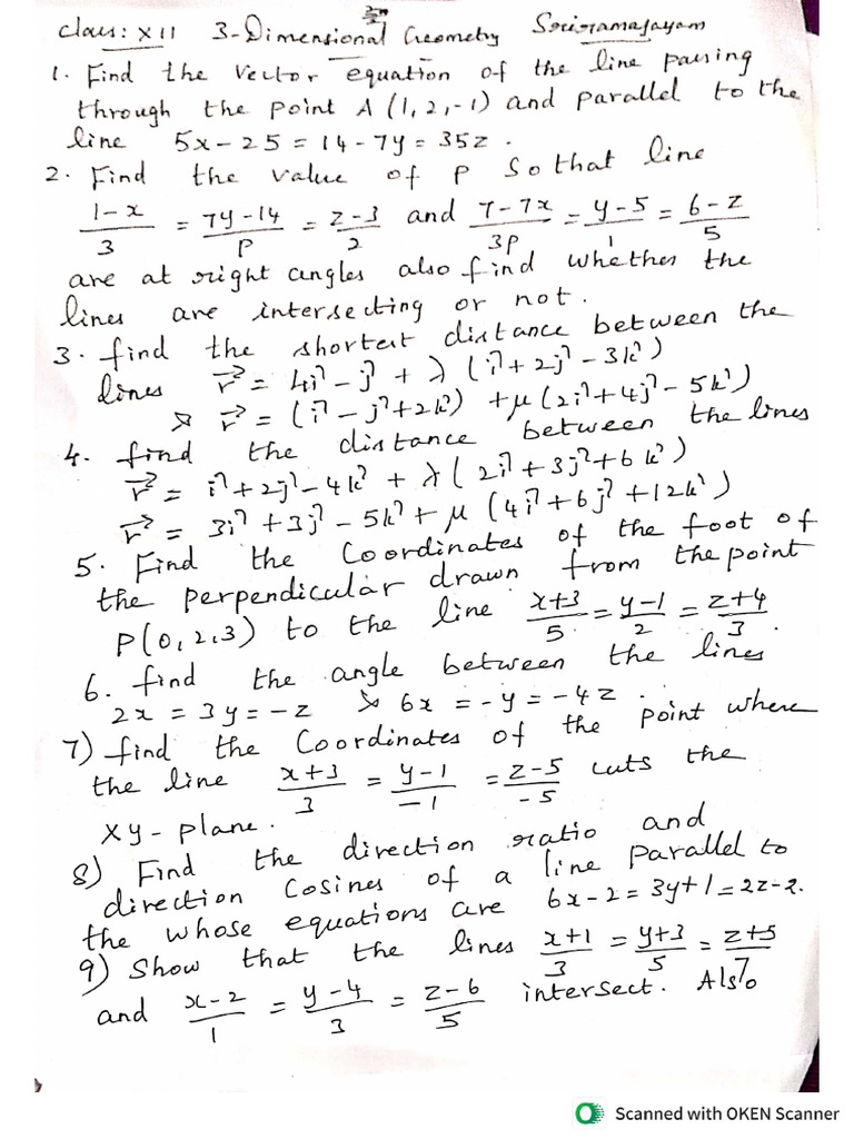 3 Dimensional Geometry Class 12 | PDF