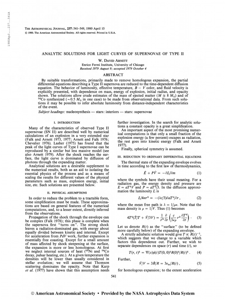 Arnett 1 | PDF | Supernova | Stars
