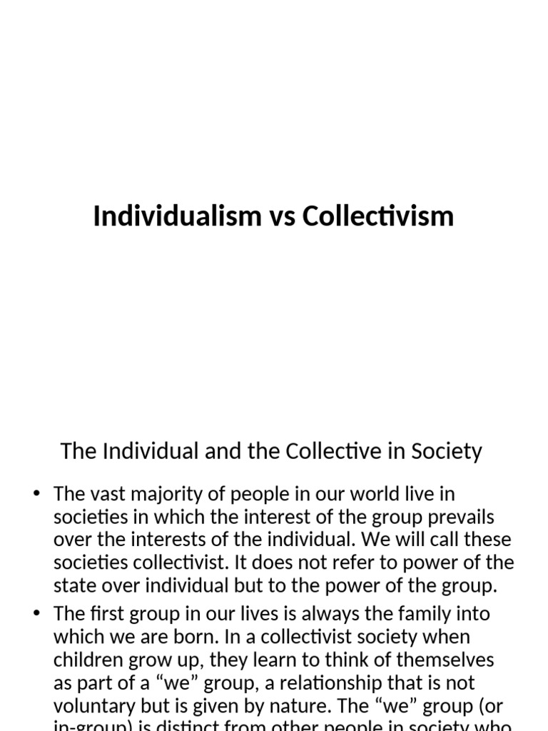 Individualism vs Collectivism Explained | PDF | Individualism | Employment