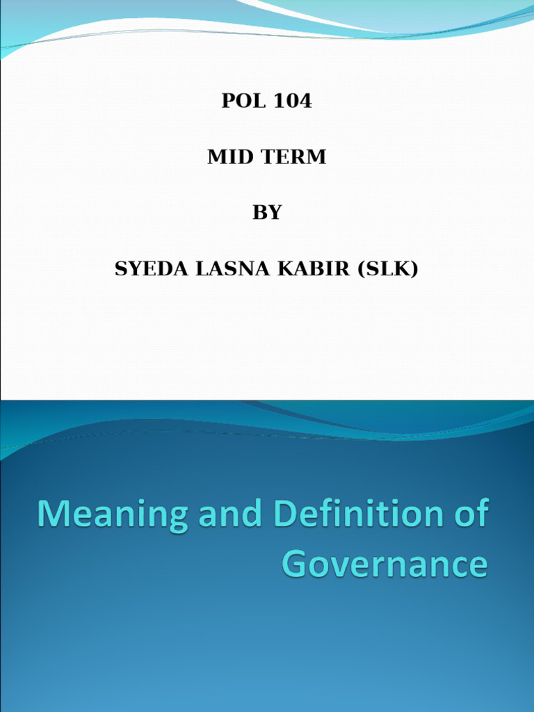 Lecture-1 (Meaning and Definition of Governance) | PDF | Governance ...