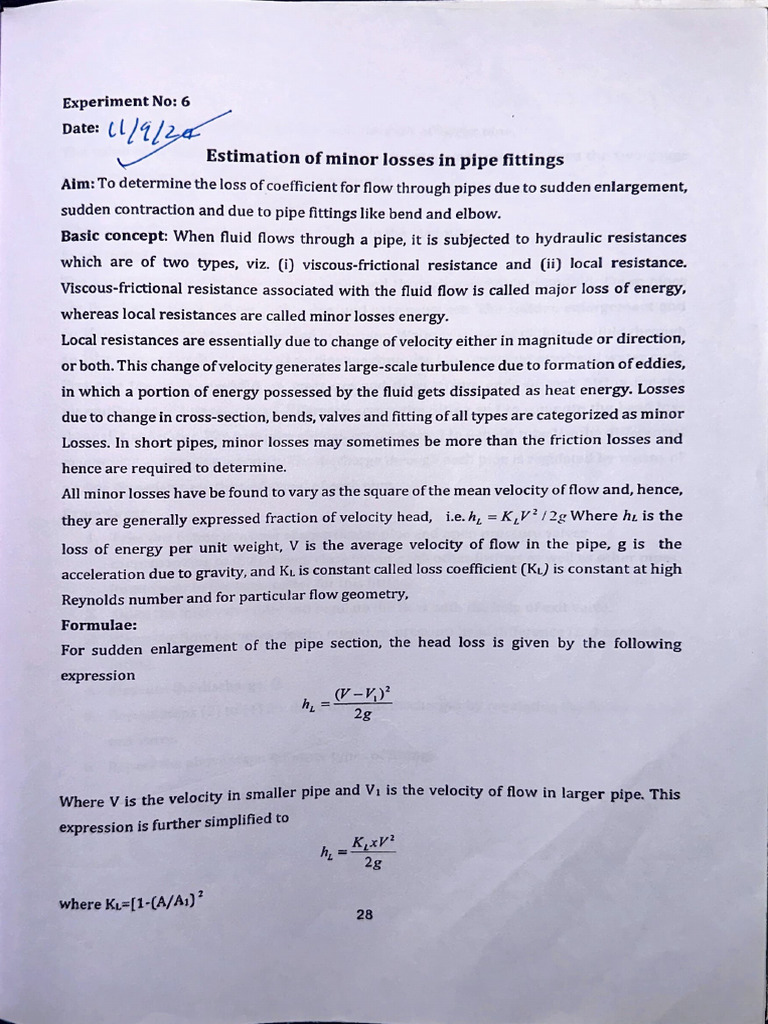 23BME0063 Ex6 | PDF | Electrical Resistance And Conductance | Fluid Dynamics