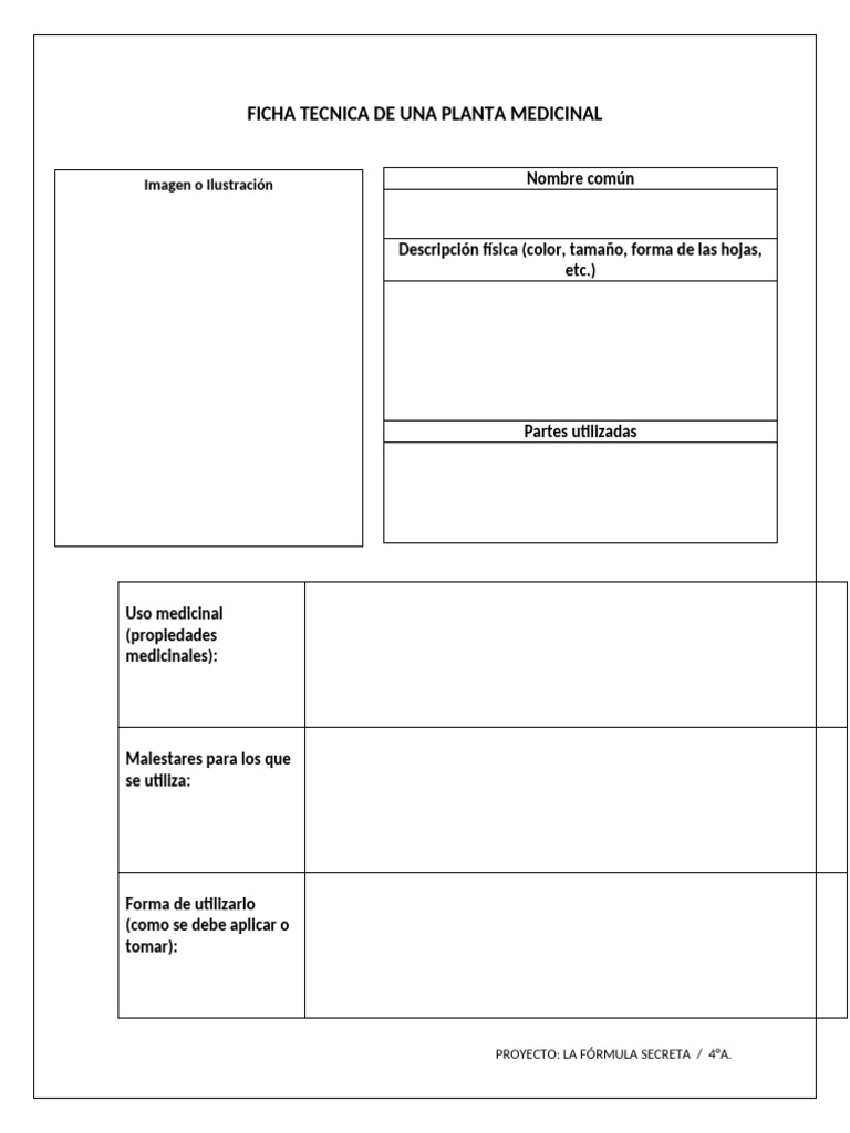 Ficha Tecnica de Una Planta Medicinal | PDF | Ciencia y matemáticas