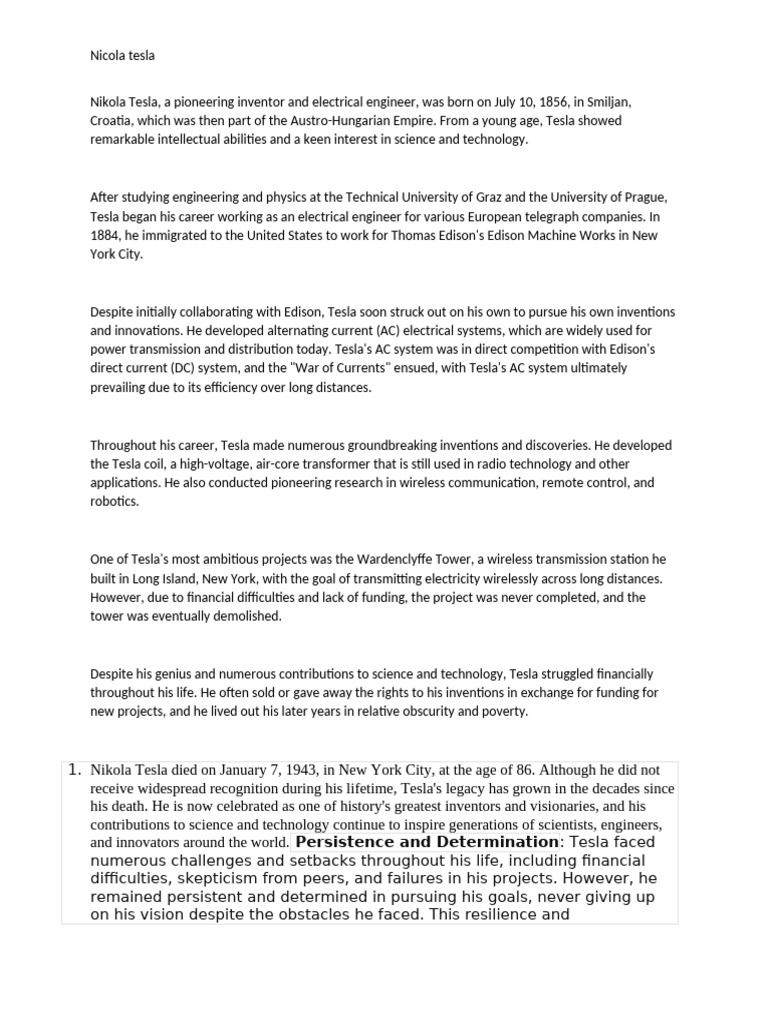 Nikola Tesla | PDF | Nikola Tesla | Alternating Current