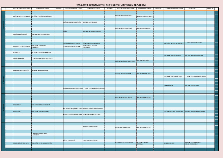 2024-2025 Güz Li̇sans Ara Sinav Programi | PDF