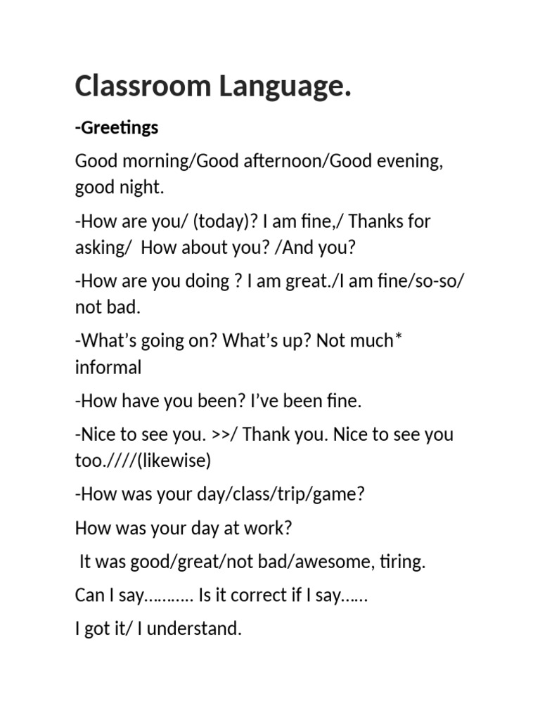 Classroom Language ESL III P 2024 | PDF