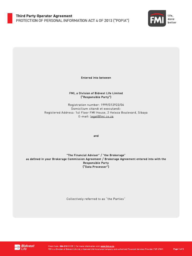 Fmi Third Party Operator Agreement | PDF