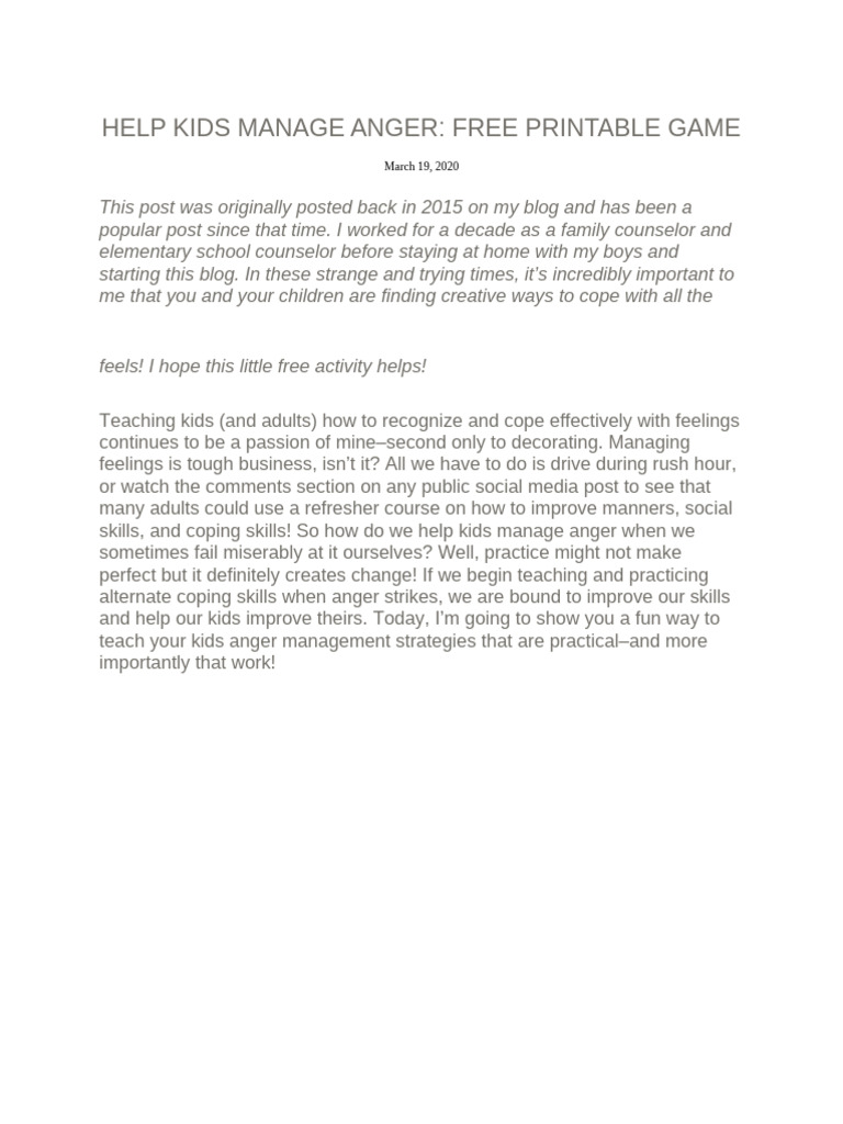 Help Kids Manage Anger | PDF | Anger | Social Psychology