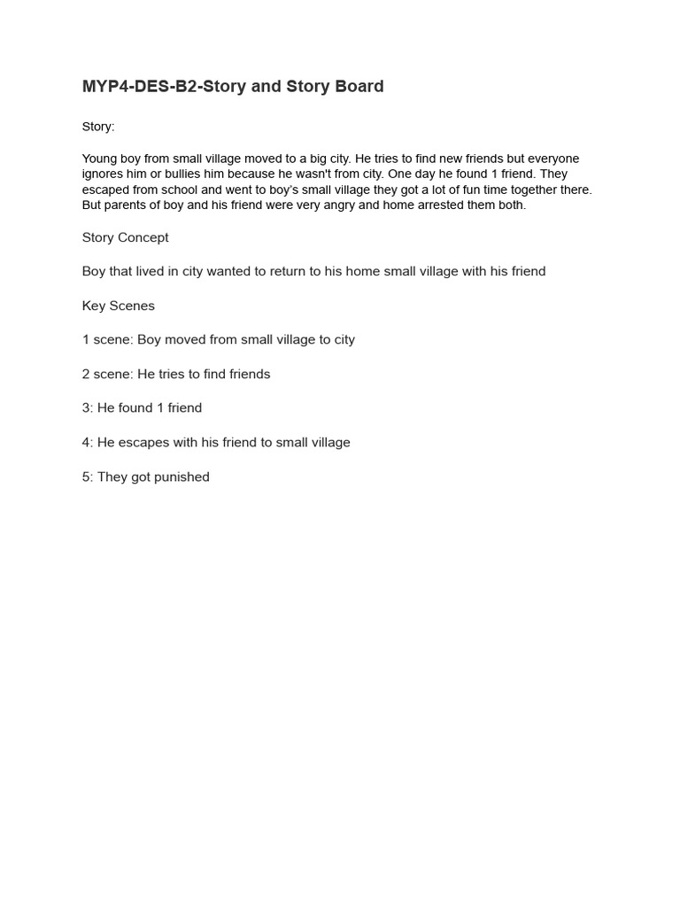 MYP4 DES B2 Story and Story Board | PDF
