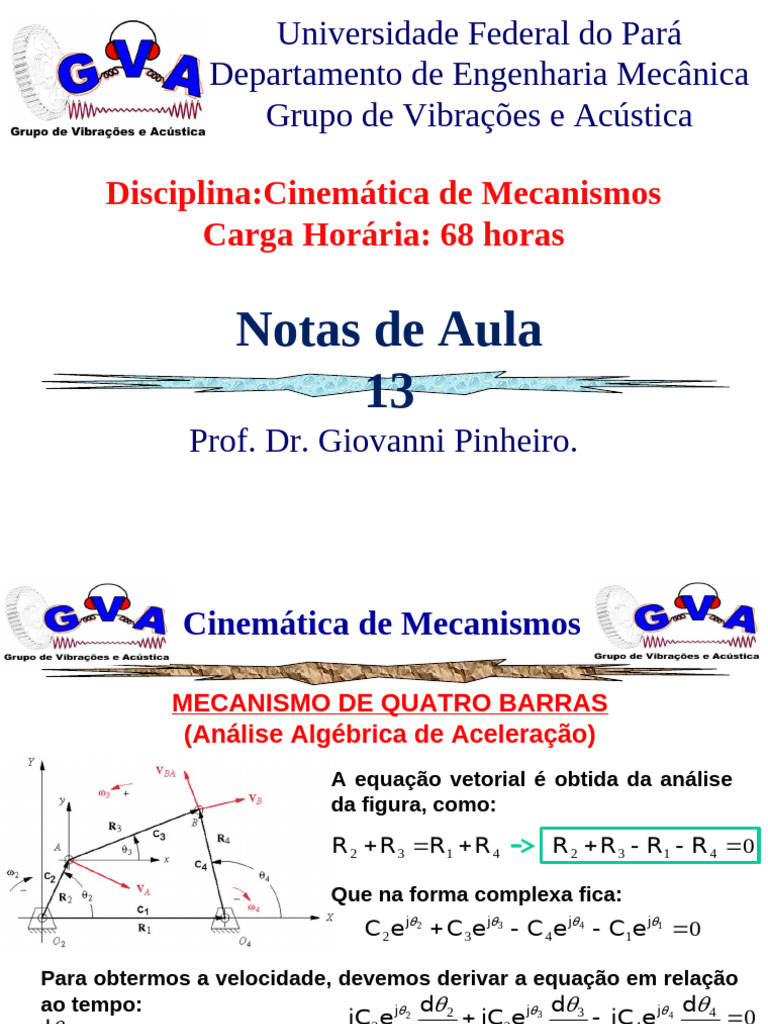 Cinemática de Mecanismos: Quatro Barras | PDF | Cinemática | Equações