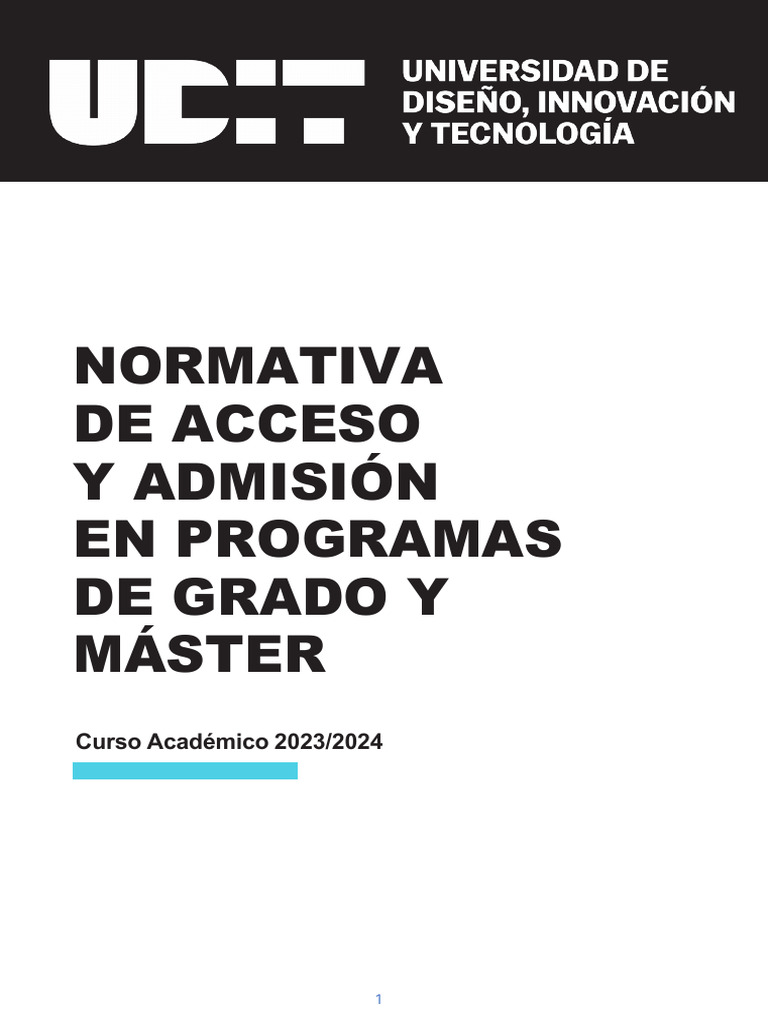 UDIT NormativaDeAccesoyAdmision | PDF | Licenciatura | Educación más alta