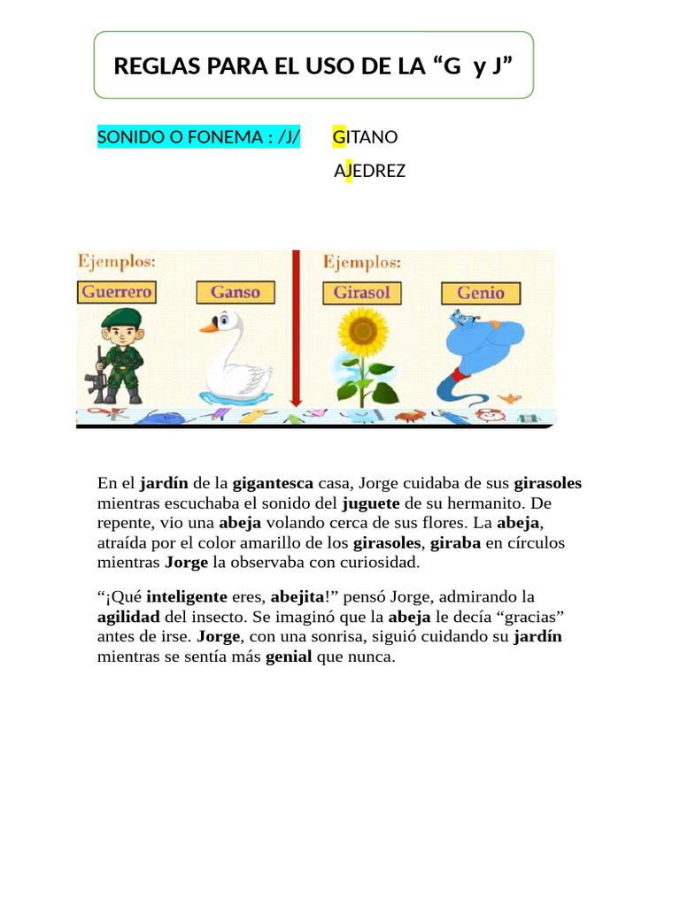 Uso de La G, J | PDF | Lingüística