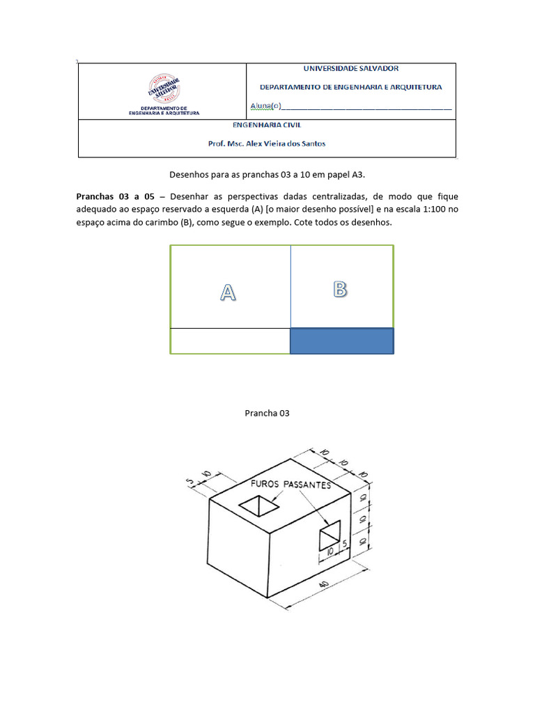 Desenhos para As Pranchas 03 A 10 - II Unidade | PDF | Geometria Projetiva | Infográficos