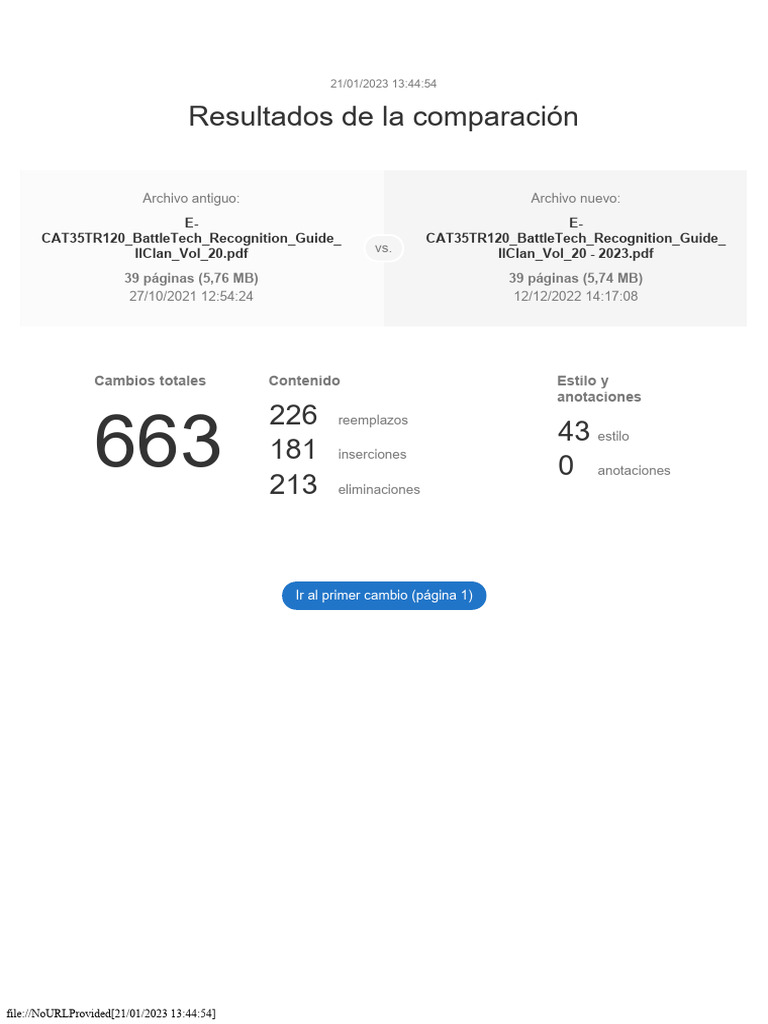 Informe de La Comparación E CAT35TR120 BattleTech Recognition Guide ...
