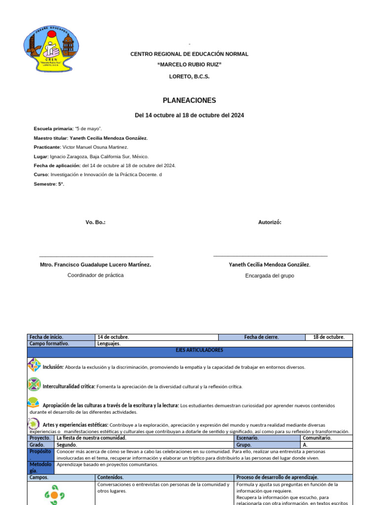 Lupe Planeacion 1 Lupe para Corregir | PDF | Puntuación | Cognición