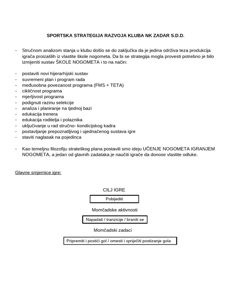 Sportska Strategija Razvoja | PDF