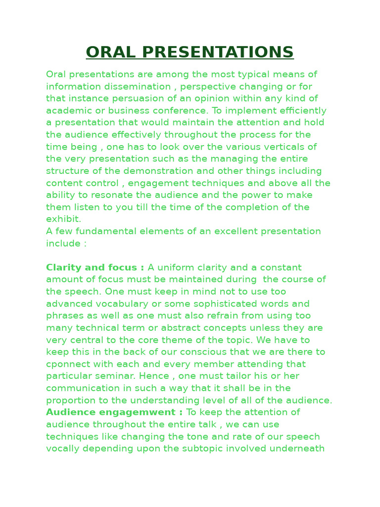 Oral Presentations | PDF | Argument | Communication
