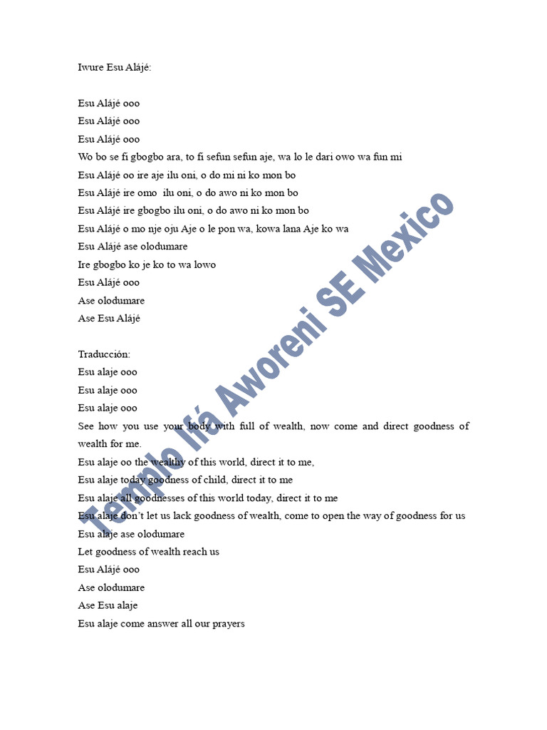 Oraciones a Esu Alájé para Prosperidad | PDF