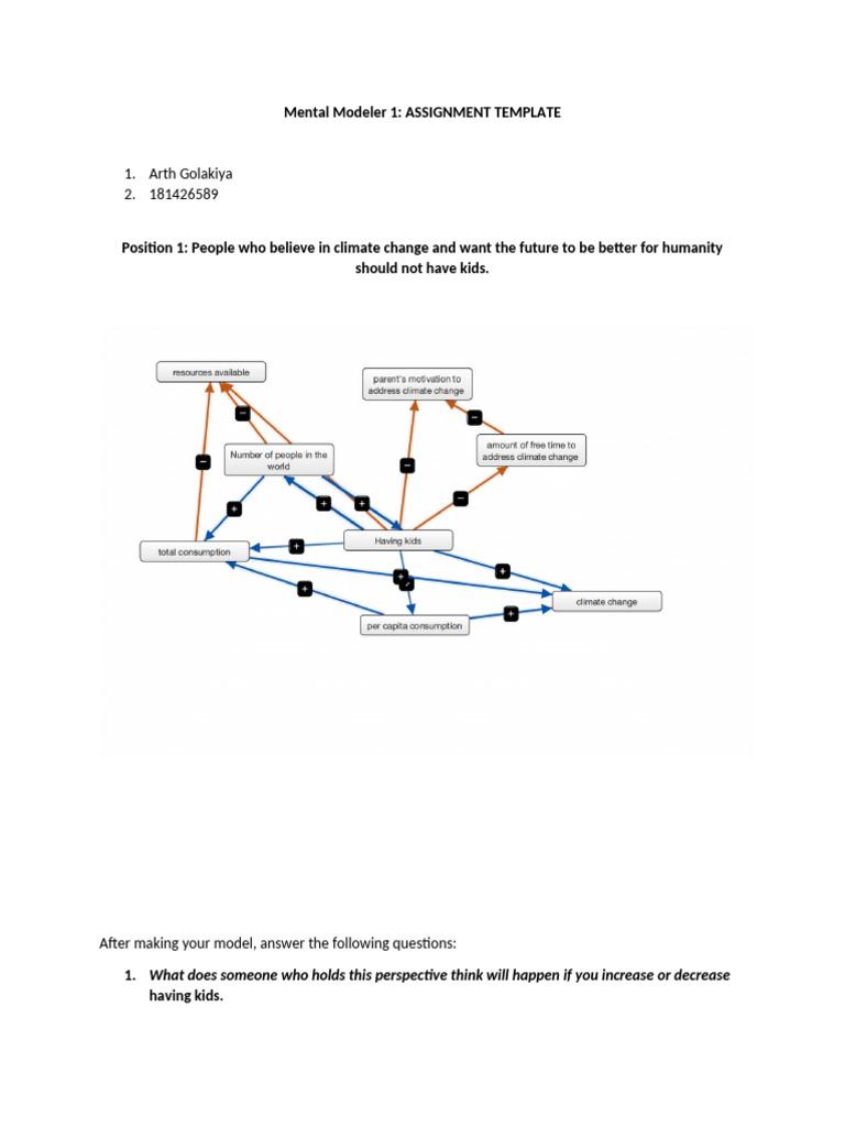Mental Modeler 1 Climate Change and KIDS TEMPLATE | PDF | Climate ...