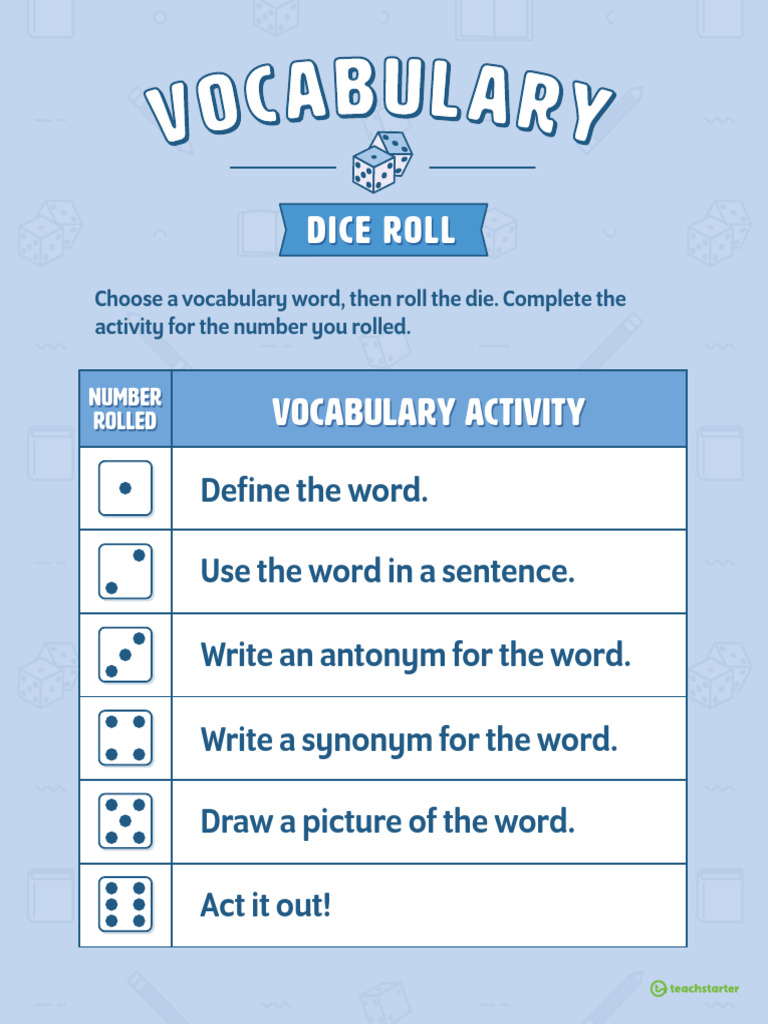 Vocabulary Dice Roll Activity Guide | PDF | Foreign Language Studies