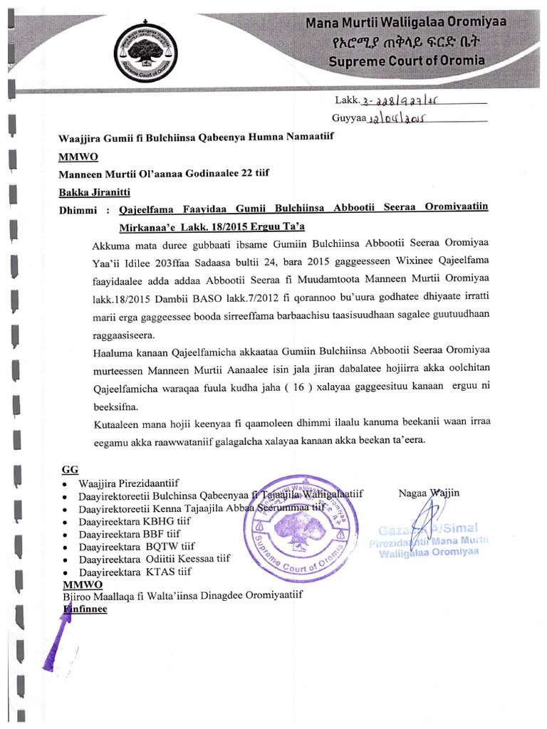 Qajeelfama Faayidaalee Hoggantoota, Abbootii Seeraa Fi Muudamtoota | PDF