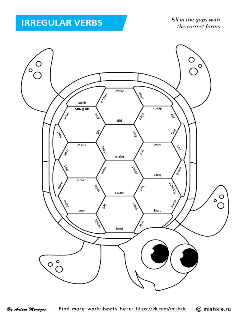 Turtle - Irregular Verbs - BW - by Artem Morozov | PDF