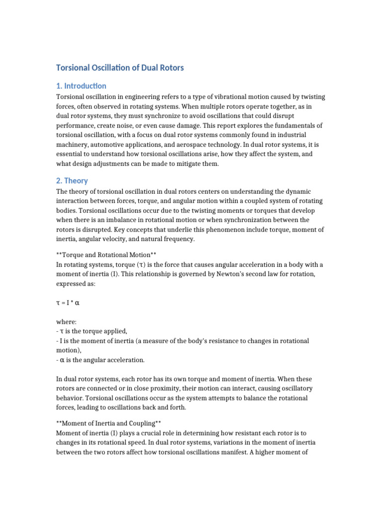 Detailed Torsional Oscillation of Dual Rotors Lab Report | PDF | Damping | Oscillation