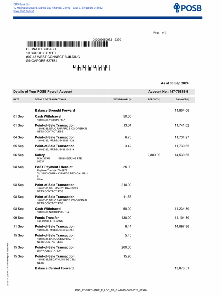 Bank Statement-Subash Debnath | PDF | Deposit Account | Overdraft