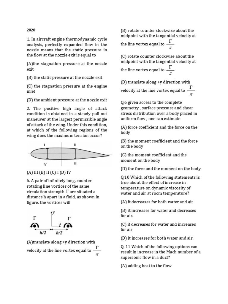 Aerodynamics Gate Questions | PDF | Mach Number | Lift (Force)