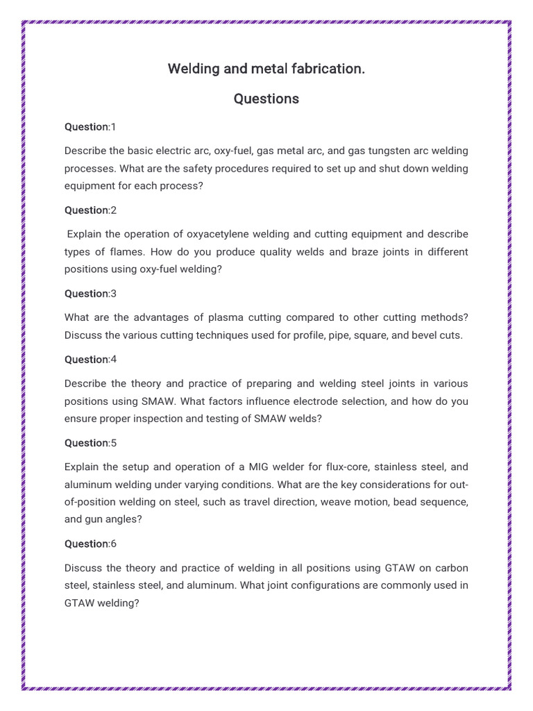 WELDING QUESTIONS by ENOCK ENOCK | PDF | Welding | Construction