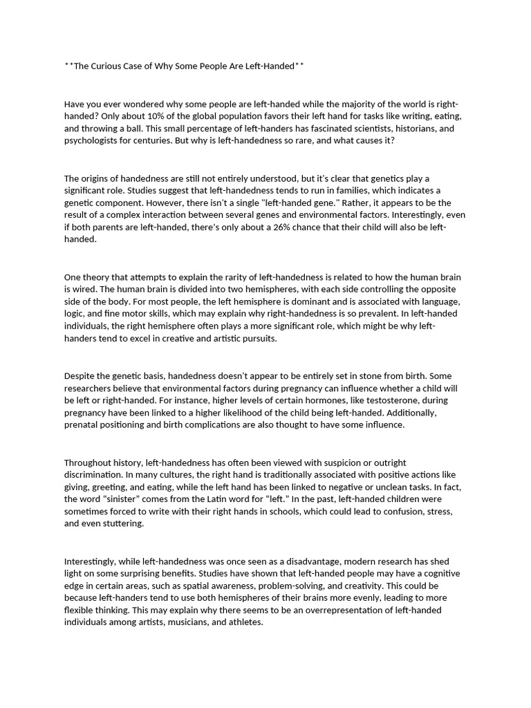 Why Some People Are Left-Handed | PDF | Handedness | Behavioural Sciences