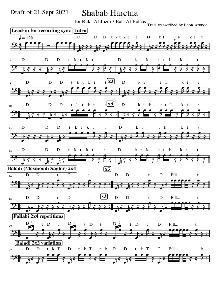 Raks Al-Juzur Dance Transcription | PDF