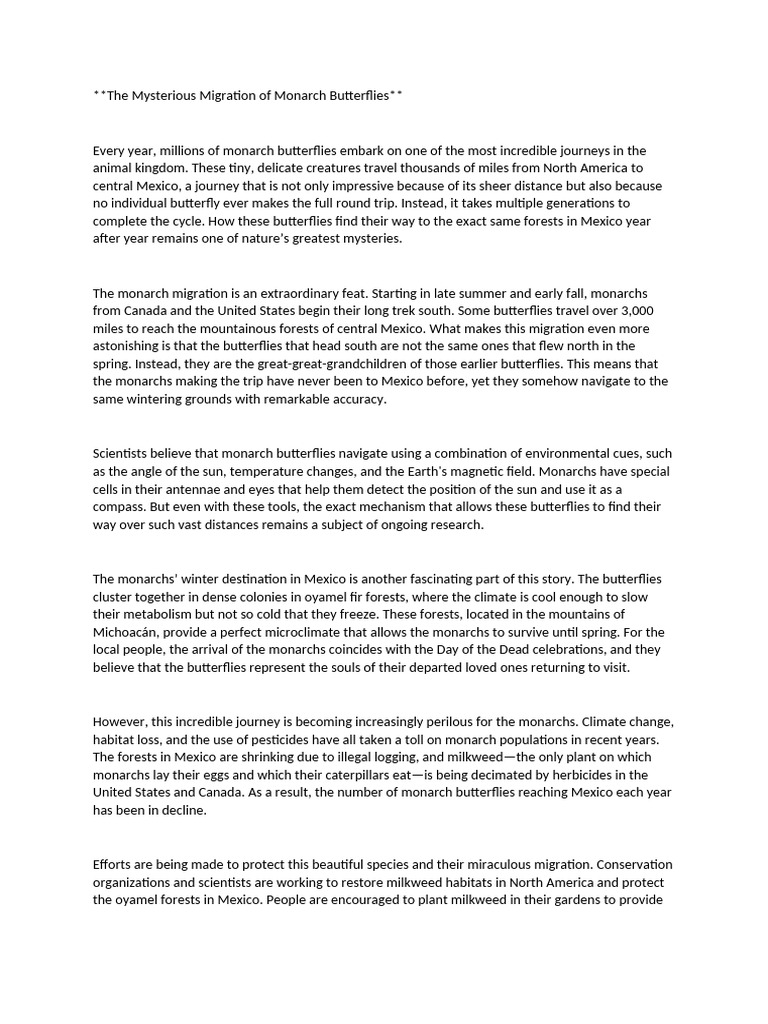 Migration of Monarch Butterflies | PDF | Butterfly | Ecology