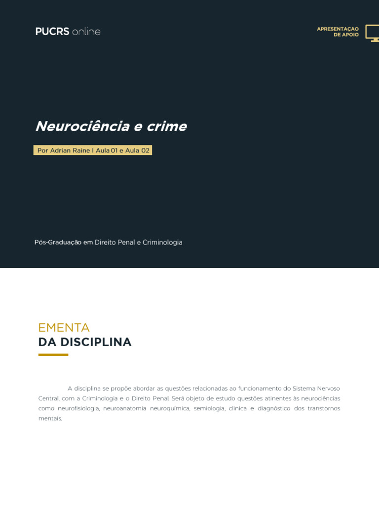 Adrian Raine - Aula 01 e 02 | PDF | Psychopathy | Aggression