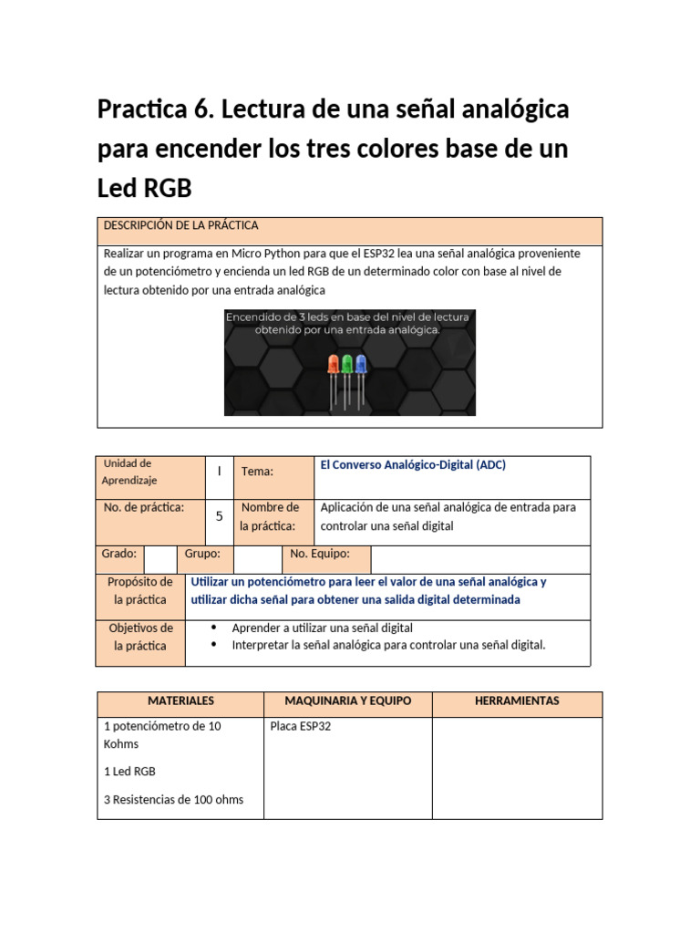 Practica 6. Lectura de Una Señal Analógica para Encender Los Tres ...