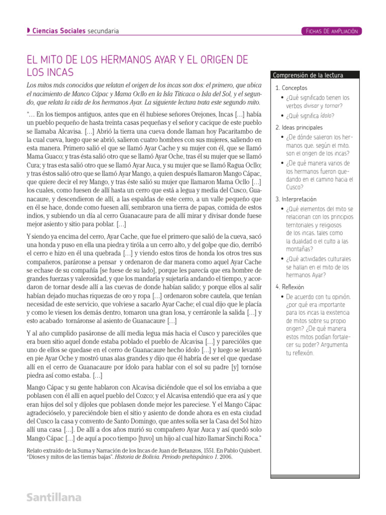 Fichas - H3 - U6 2 3SOC Santillana | PDF | Imperio Inca