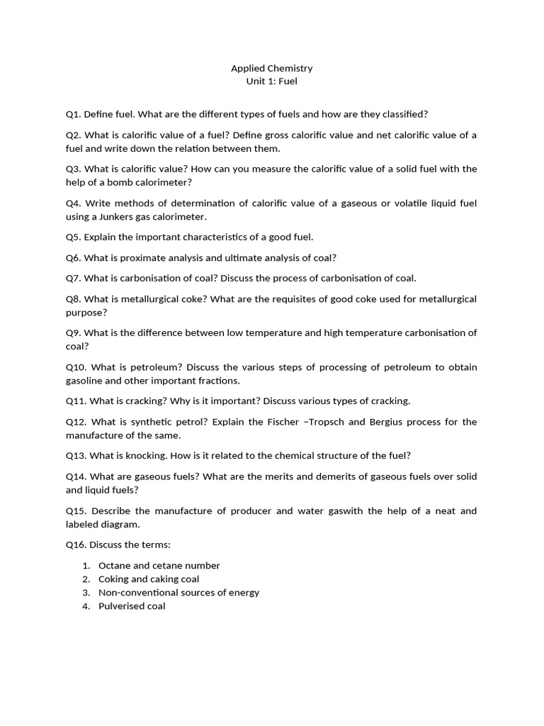 Fuel Types and Calorific Value Explained | PDF