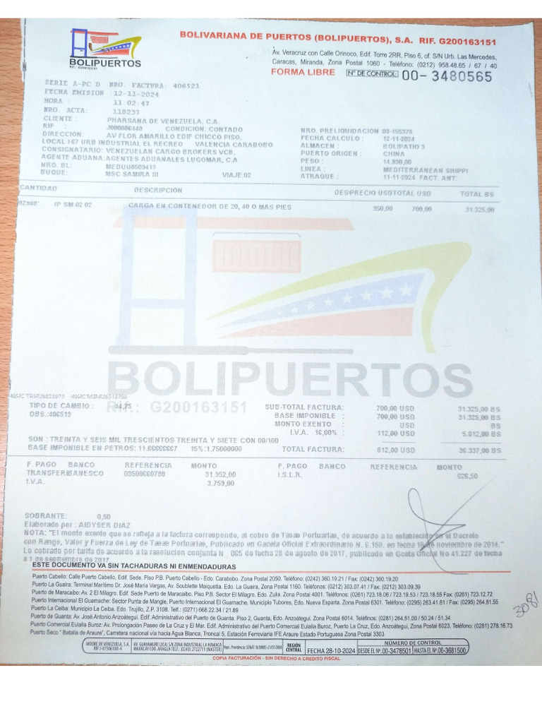 Bolipuertos Acceso Exp 3081 PH | PDF