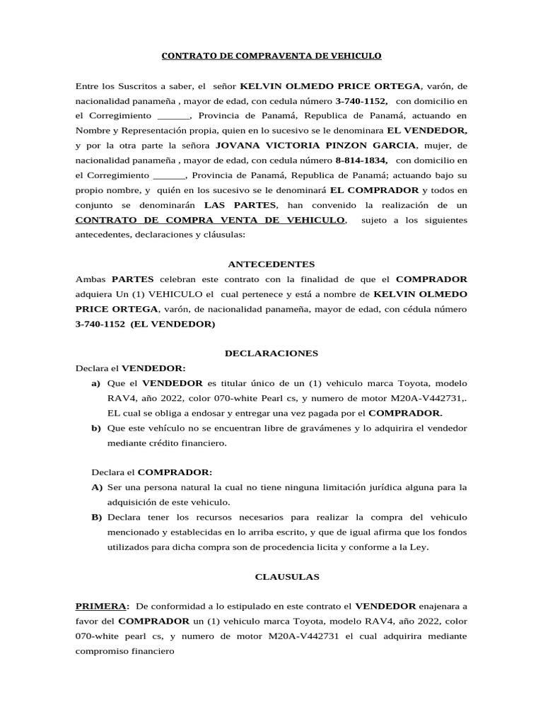 Contrato Jovana Pinzon | PDF | Derecho civil (sistema legal) | Derecho privado