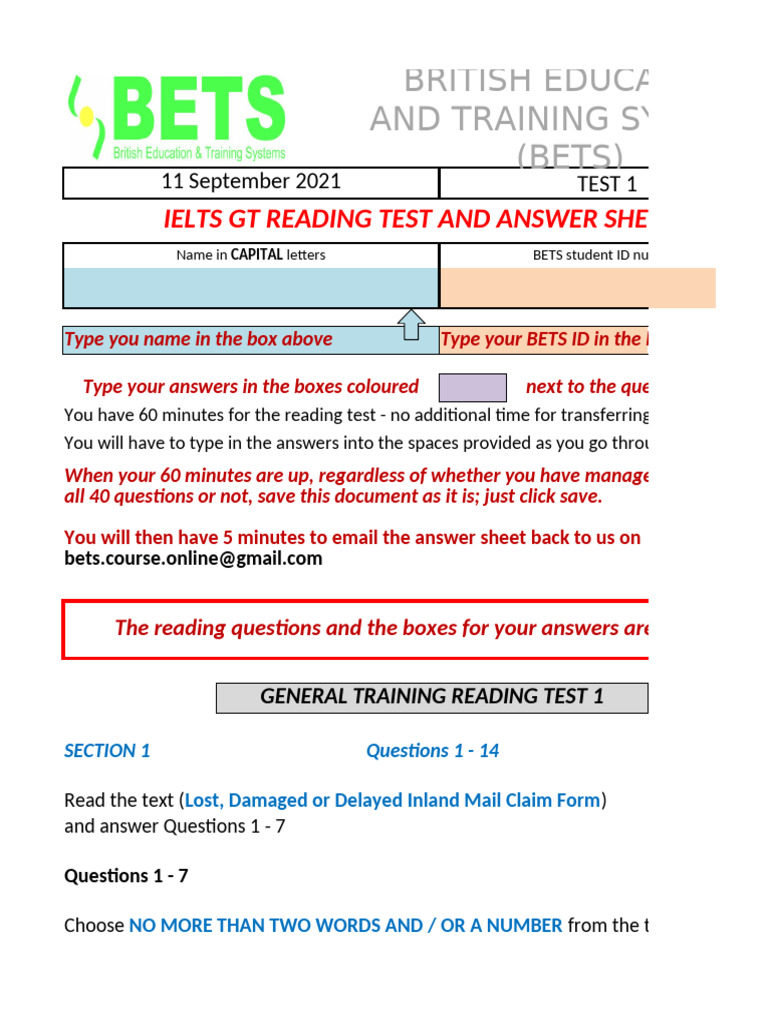 03 Online Revised GT Reading Test 1 | PDF | Employment | National ...